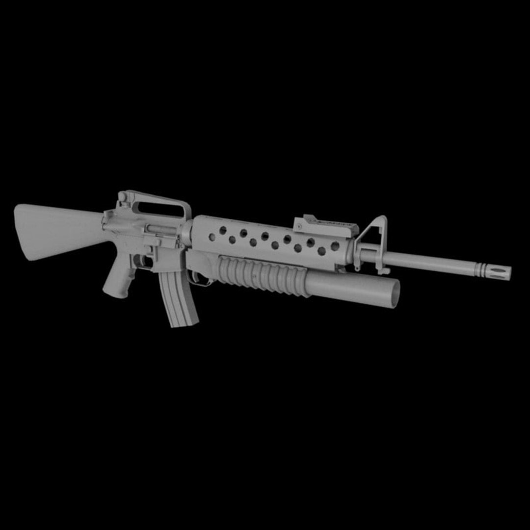 3d M16a2 M203 Grenade Launcher Model